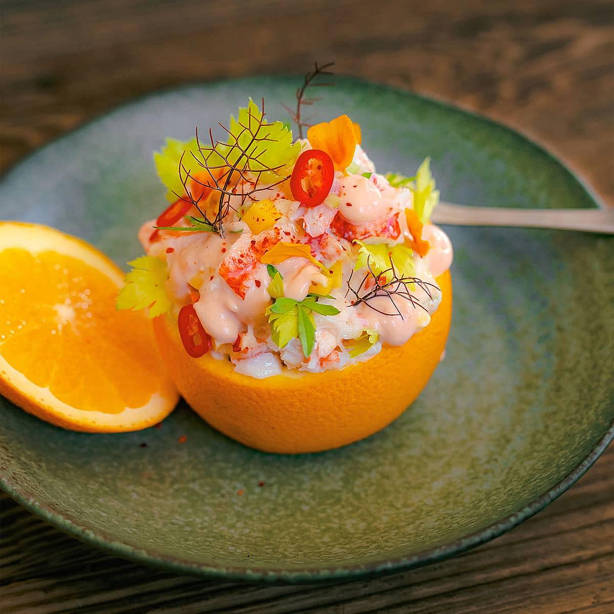 Rezept: Hummercocktail mit Mango, Sellerie und Orange